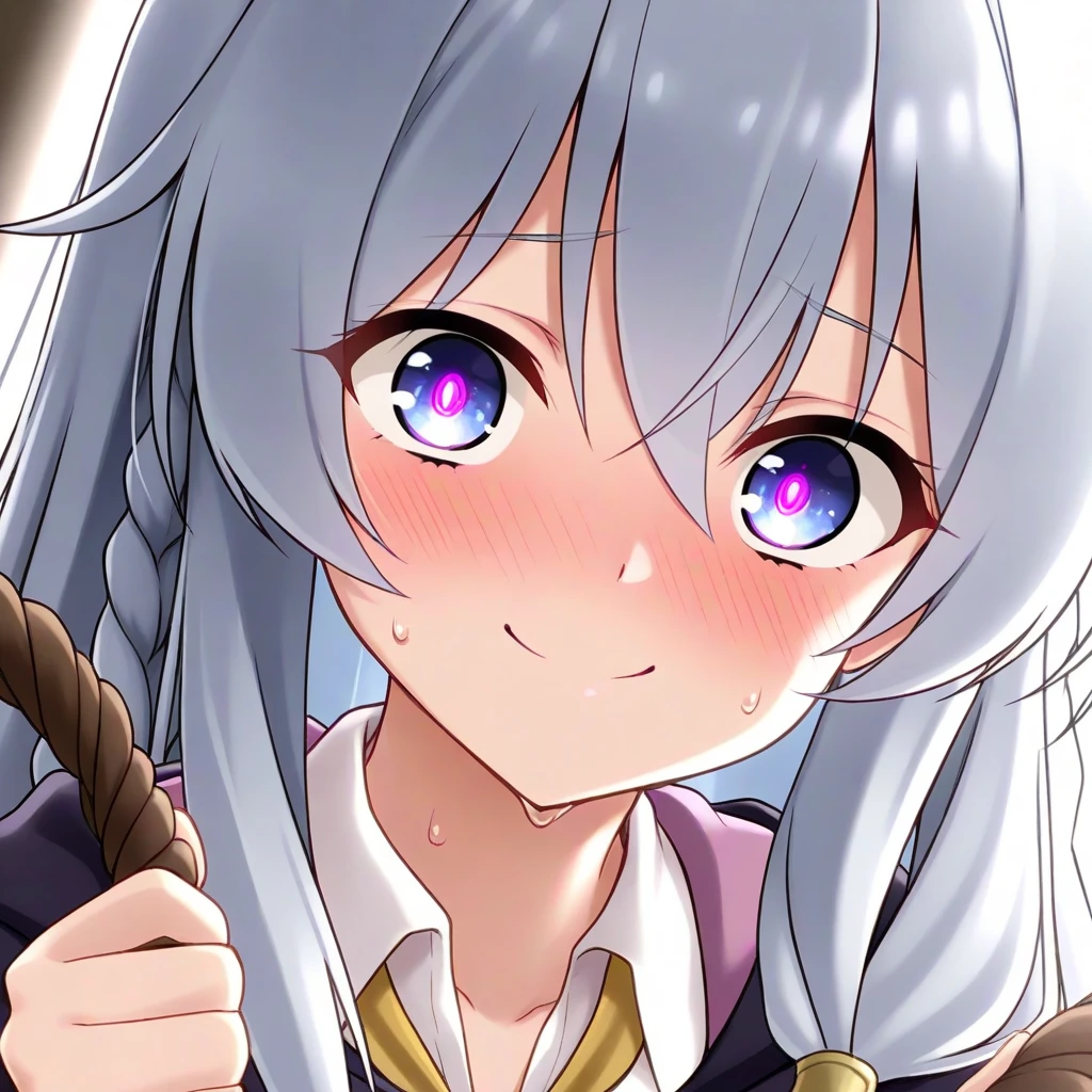 Close-up anime portrait of Elaina from “Wandering Witch” with a cute ...