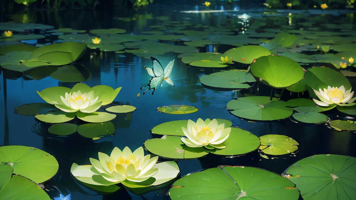(green dress), (Lotus pond), (Water lily leaf), (Lotus: 1.3) - SeaArt AI