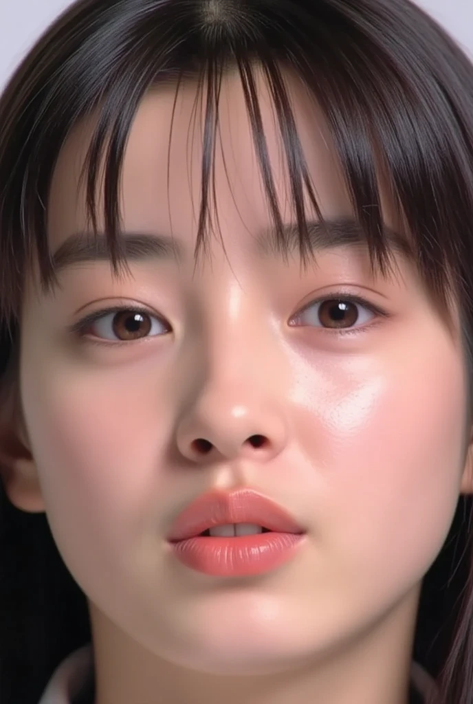 One young woman, boyish girl, Shiny black hair, beautiful shiny ...