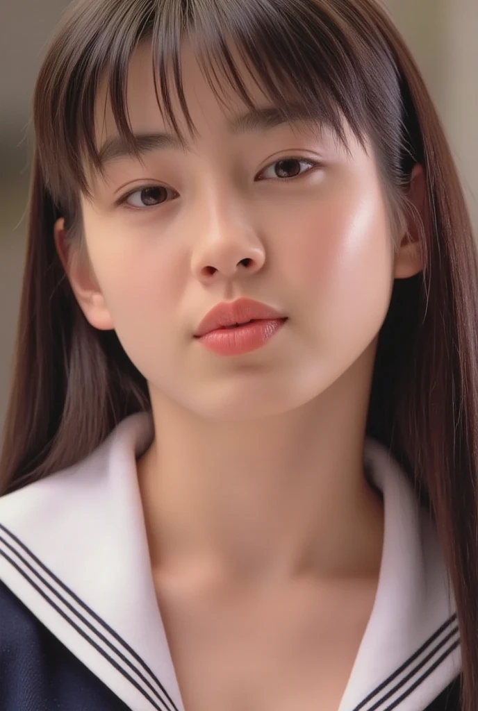 One young woman, Boyish female idol, Shiny black hair, beautiful shiny ...