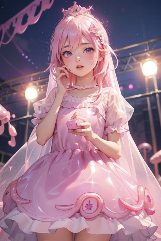 (((pink slime dress)))、(((pretend princess dress)))、{masterpiece ...