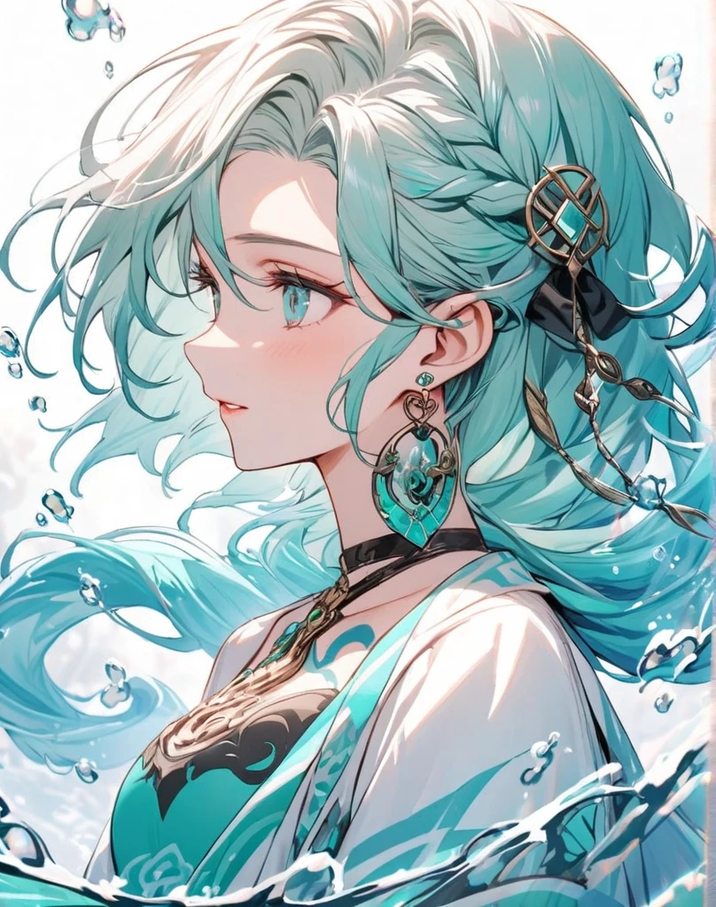 Classic Blood & Turquoise Mint, Water Spirit , earrings, Tattoo - SeaArt AI