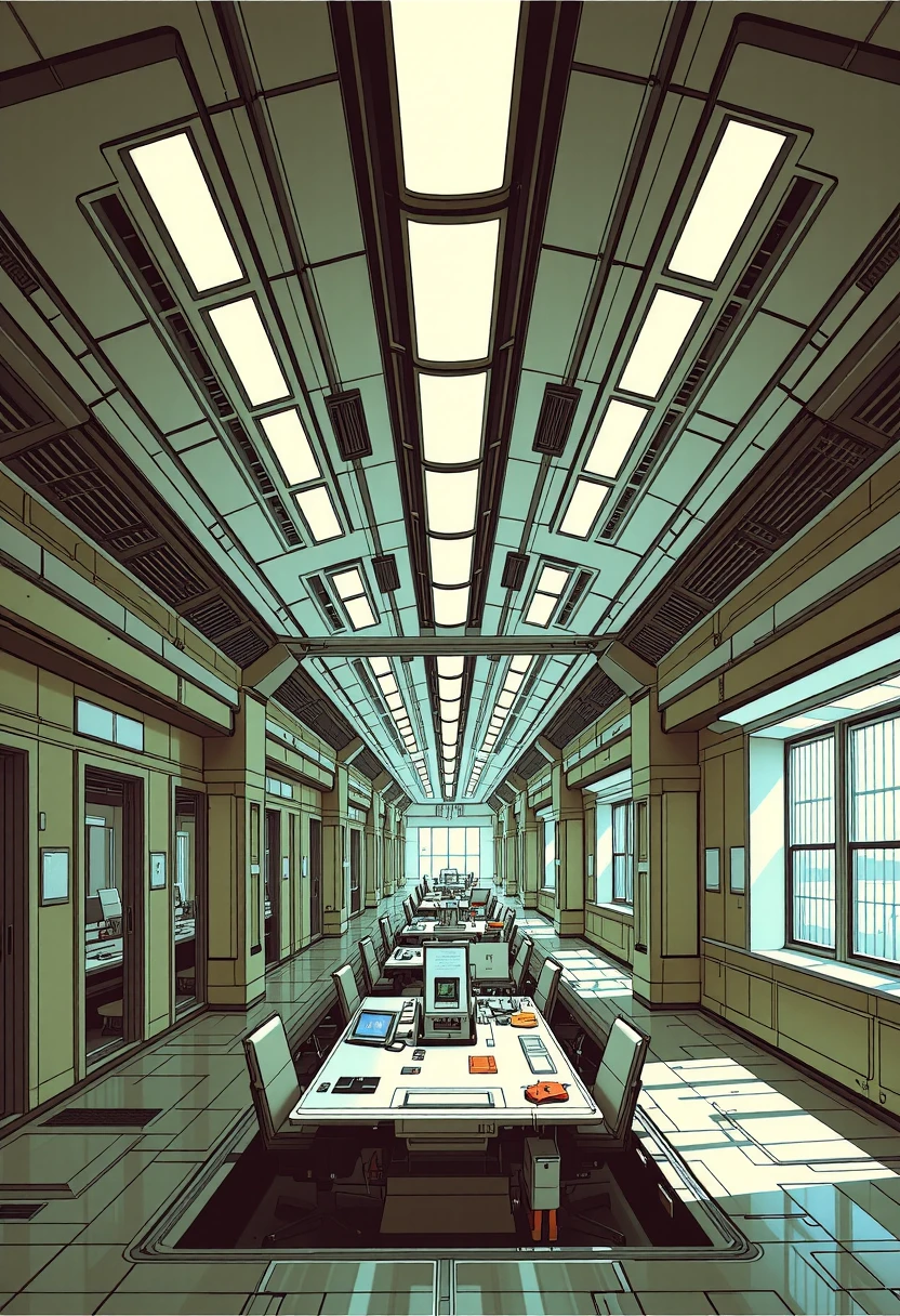 ((futuristic corridors, prison, indoor environment)), retro futurism ...