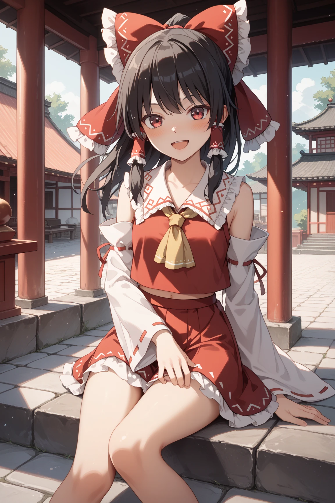 Top quality, (Hakurei Reimu), Touhou Project, long black hair - SeaArt AI