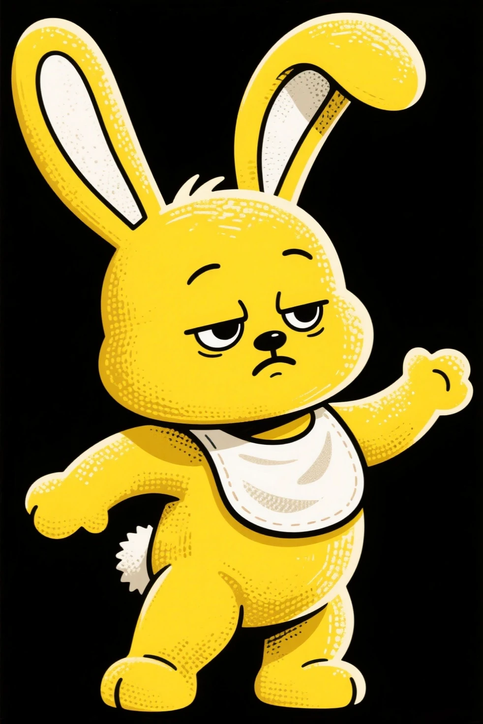 Deformed yellow baby rabbit wearing a bib、of a、character with short ...