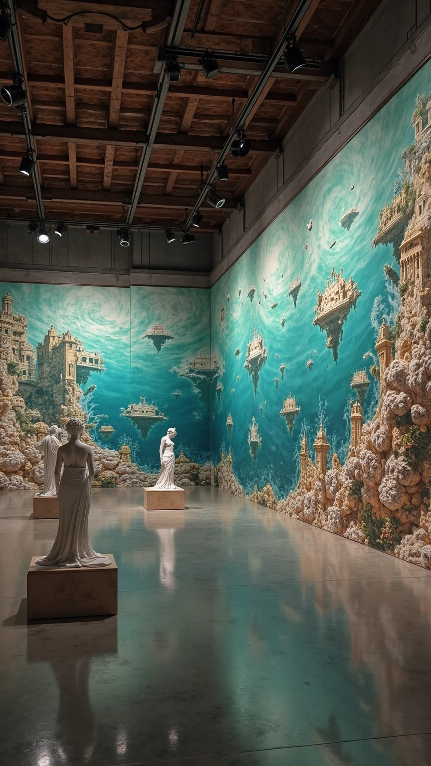Subject: an expansive gallery installation featuring a monumental baroque - SeaArt AI