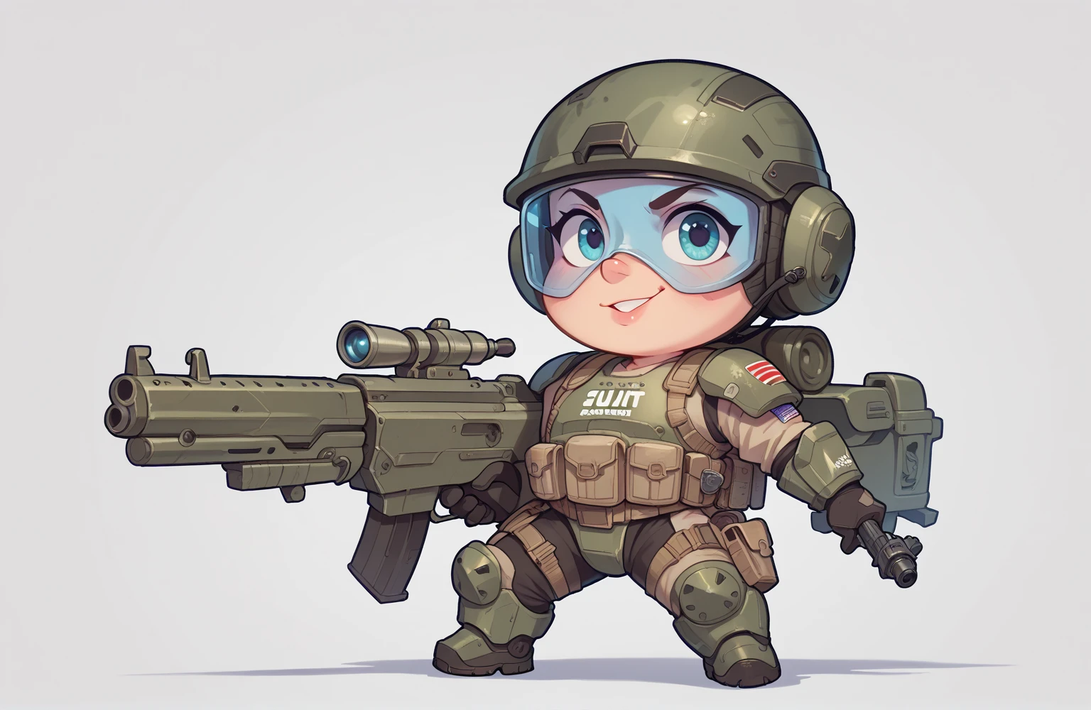 Create a cartoon-style chibi-like Spartan soldier - SeaArt AI