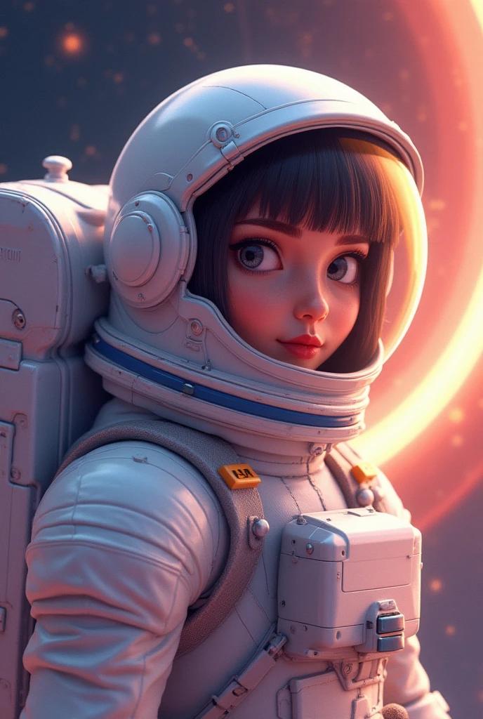 Vtuber model 2d astronaut seen full body with Saturn ring, 8 - SeaArt AI