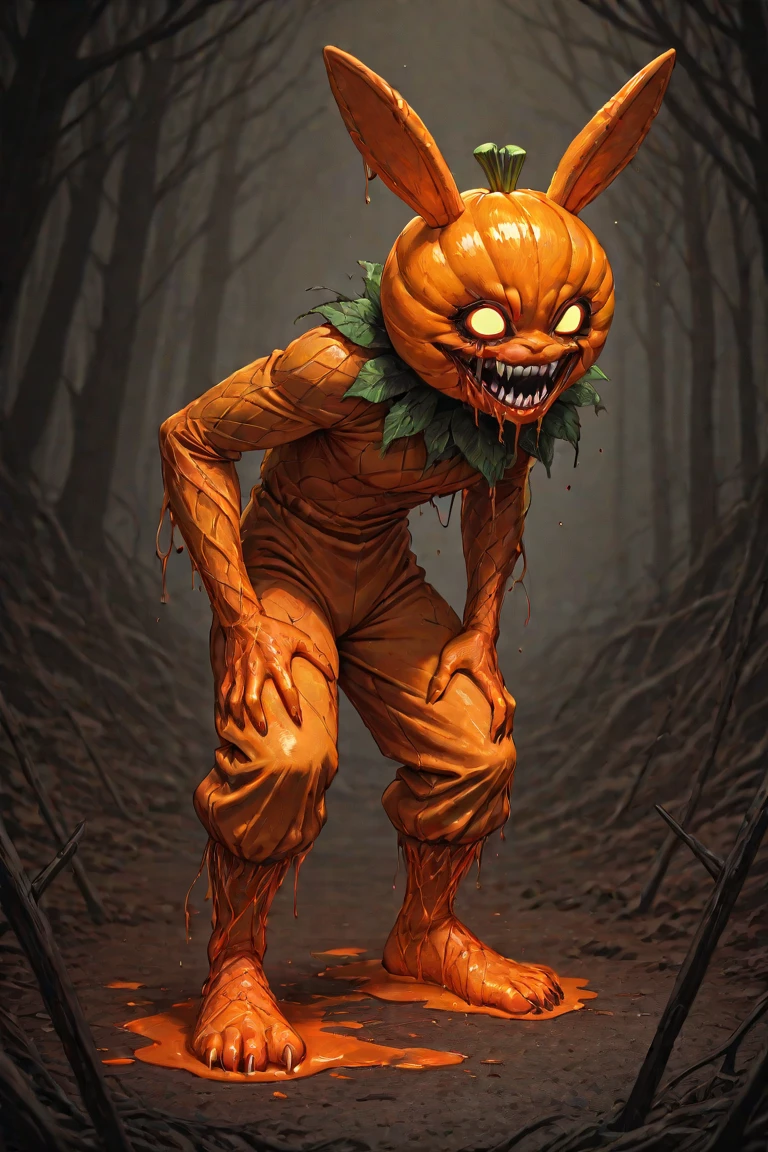 An anthropomorphic rabbit with exaggerated proportions—unnaturally thin ...