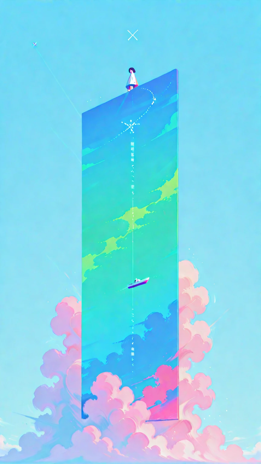 ( refined), (clear sky above heavy clouds {x} colorful cubism art ...