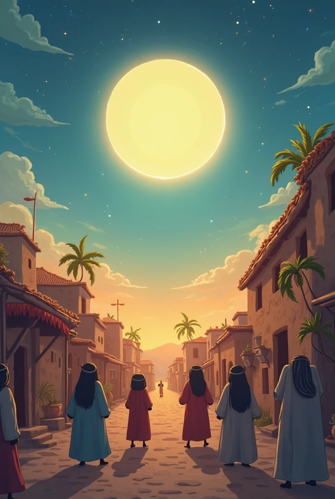 A glowing circle bright light representing Prophet Noah, shining softly ...