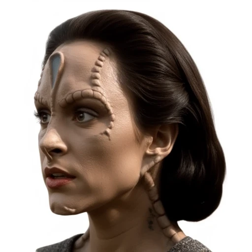 Generate a portrait of a woman of the Cardassian race with "Star Track ...