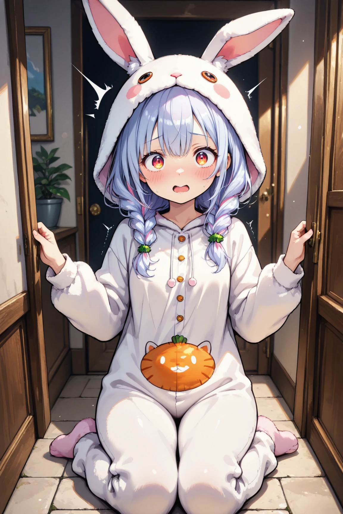 Anime girl, rabbit costume, It is very beautiful, malicious expression ...