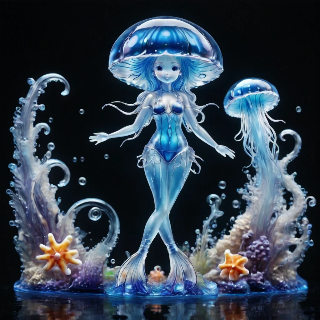 In the ocean、Transparent creatures、Glass、Jellyfish、shrimp、Manta - SeaArt AI