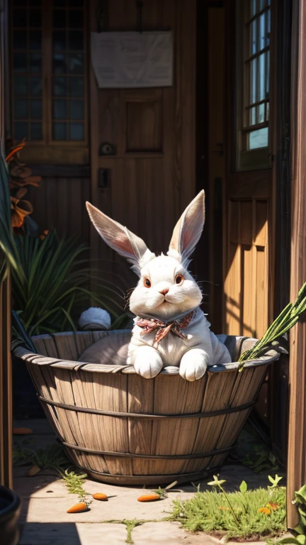 A mischievous rabbit caught in the act of playful troublemaking - SeaArt AI