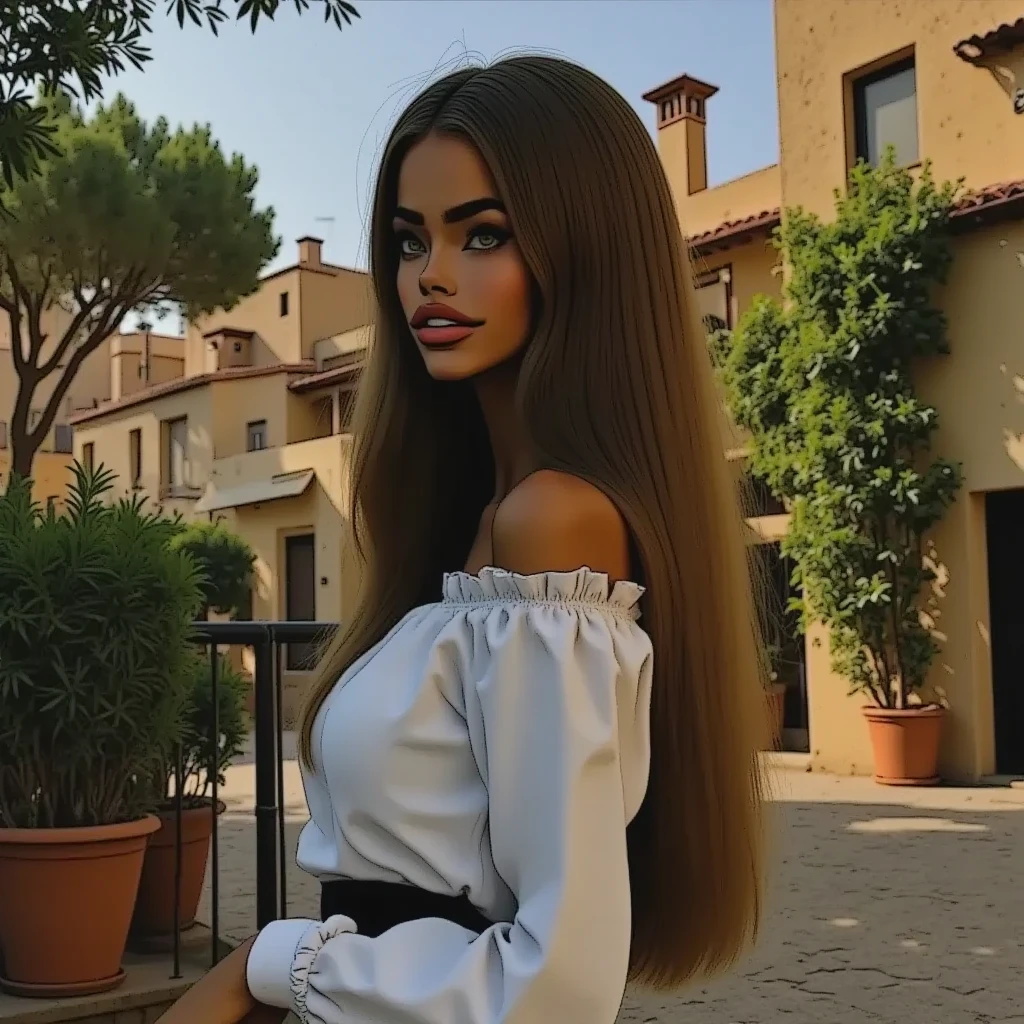 A dvd capture of dnsr , skinny , petite , brown hair, masterpiece - SeaArt AI