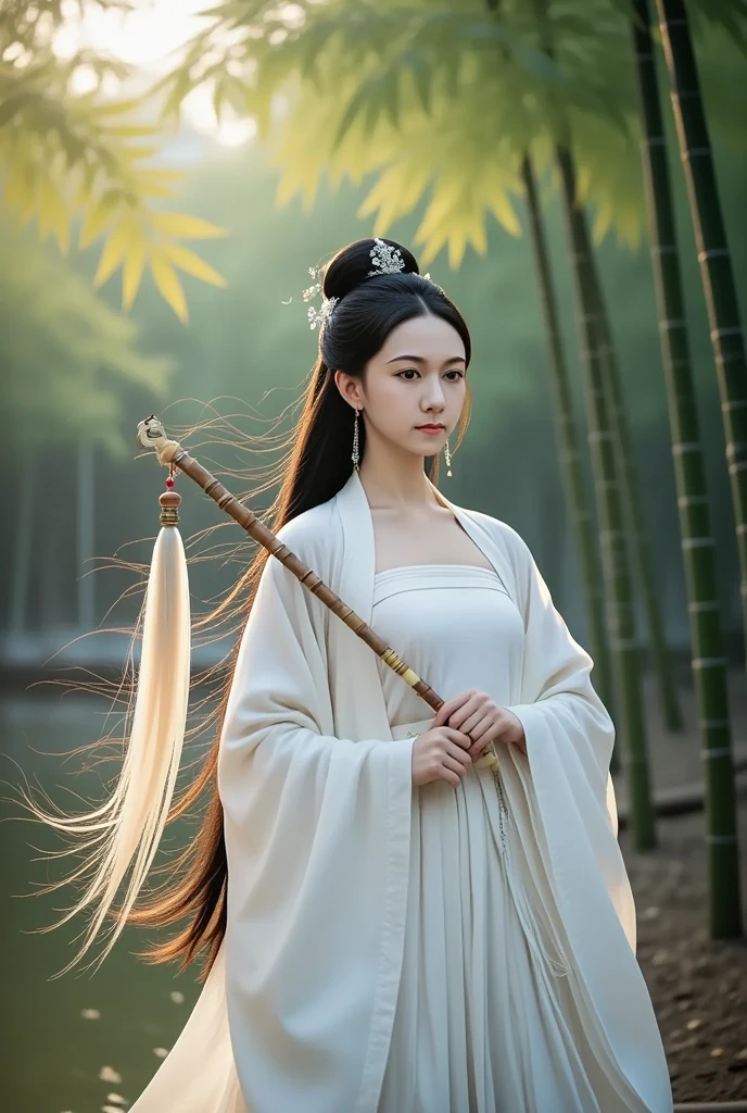 [A mystical Chinese Taoist priestess] standing gracefully in a tranquil ...