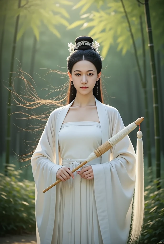 [A mystical Chinese Taoist priestess] standing gracefully in a tranquil ...