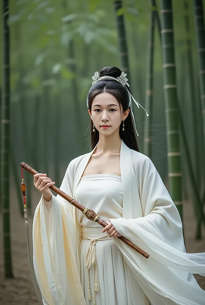 [A mystical Chinese Taoist priestess] standing gracefully in a tranquil ...