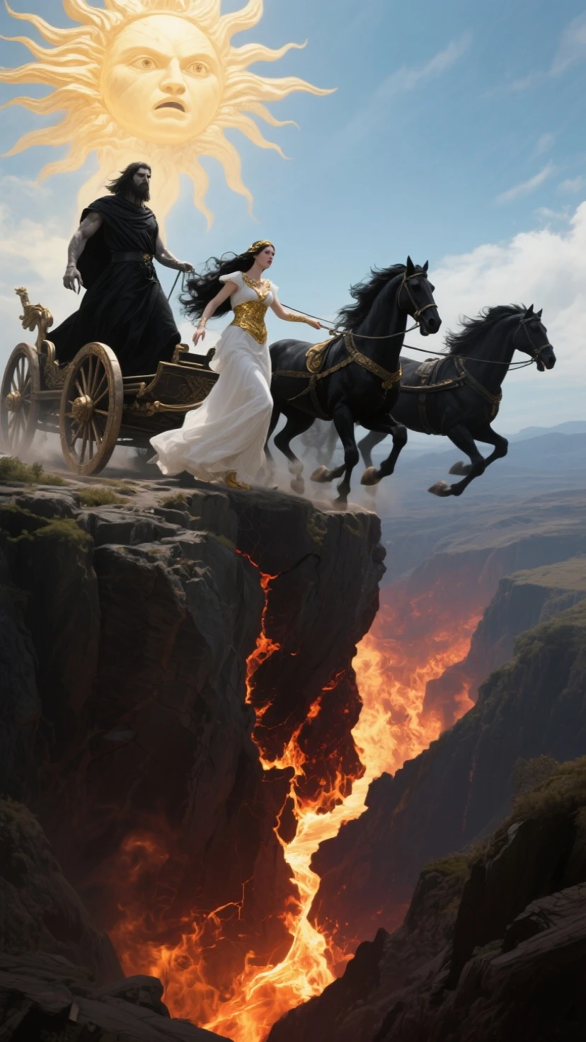 Helios, as previously described, stands at the edge of his chariot ...