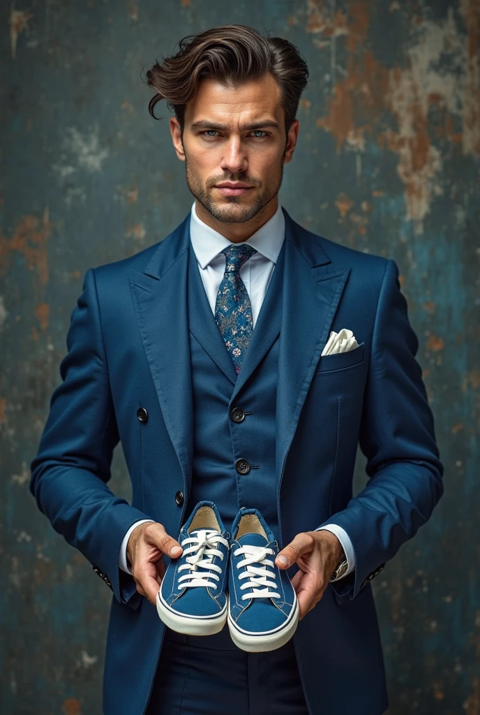 A man of 1.90cm, handsome manly and elegant wearing a three-piece suit ...