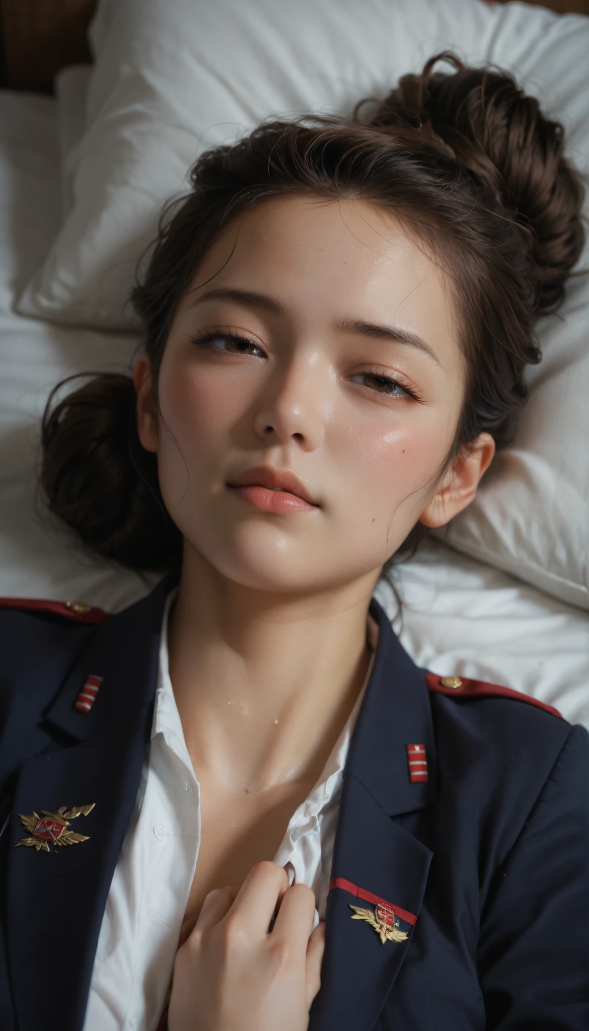 Realistic, (( Japanese girl ))、 simple Japanese face , high school ...