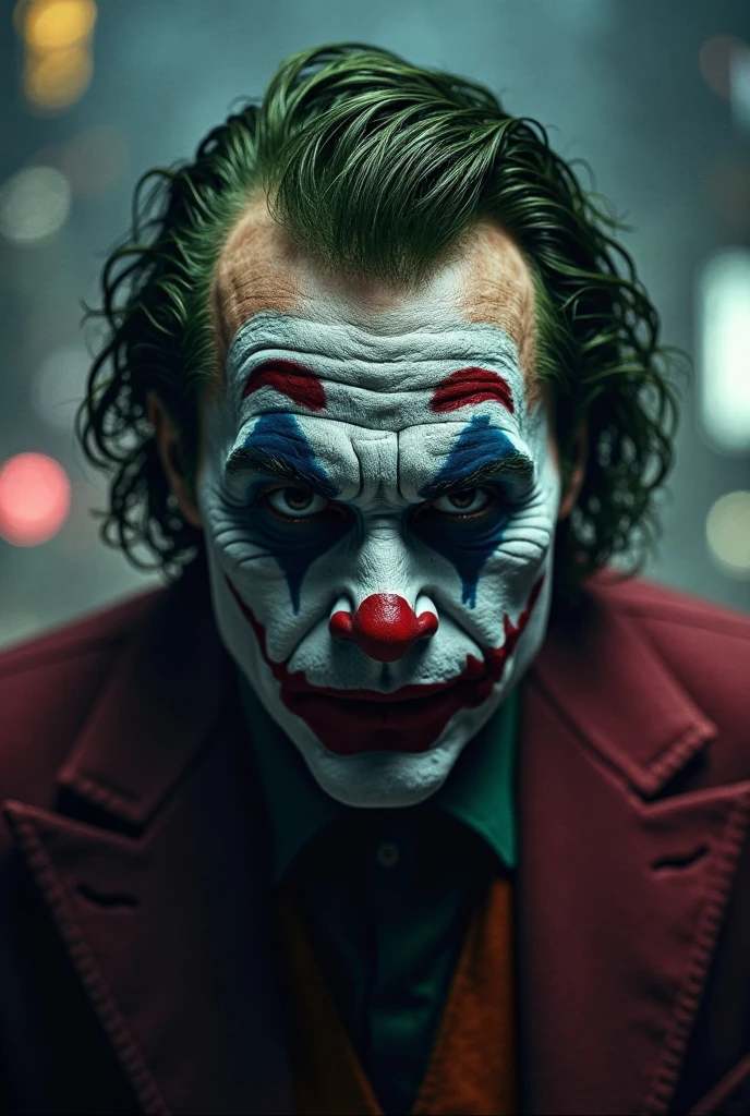 Joker staring intently at the camera, serious and intense expression ...
