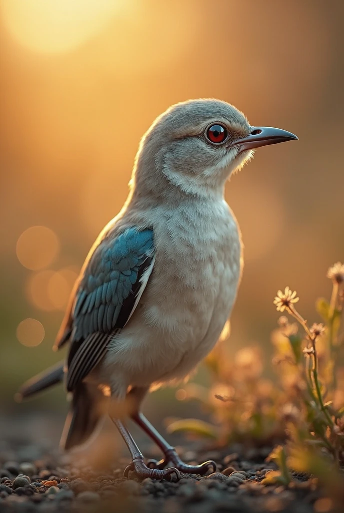 A mesmerizing close-up portrait of a gorgeous little bird illuminated ...