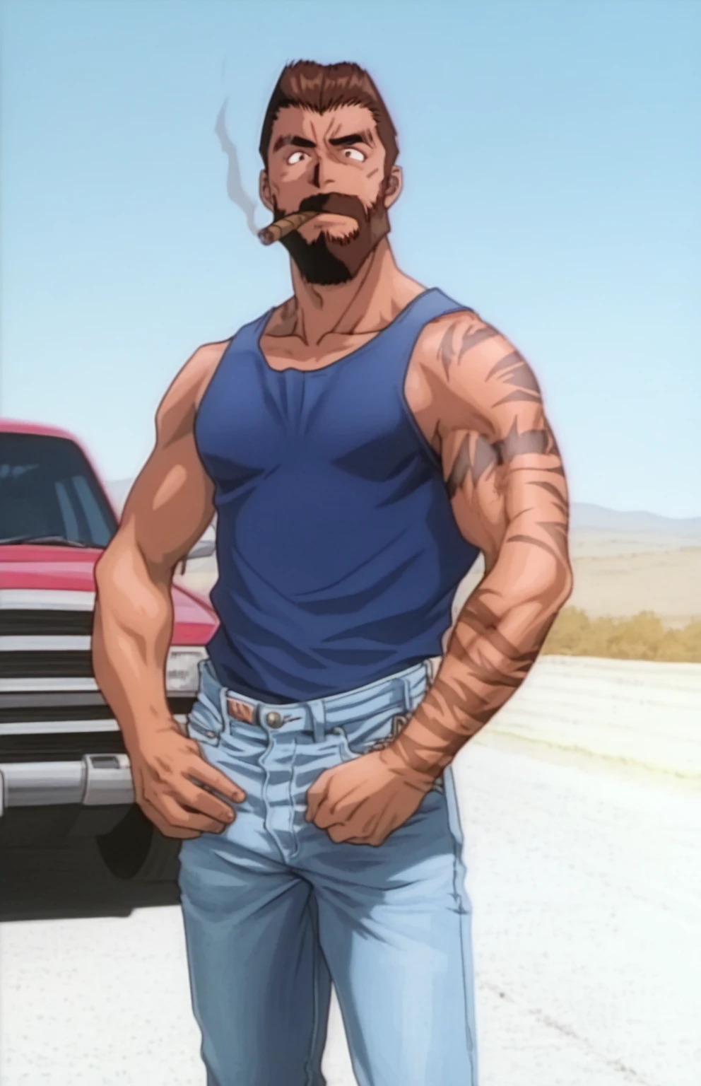 1male, outdoors, buzzed hair, dark brown medium beard, muscular - SeaArt AI