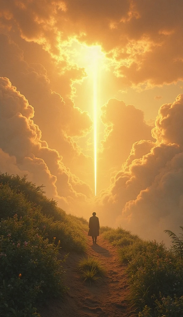 A mystical and heavenly scene at dawn, with a majestic landscape ...