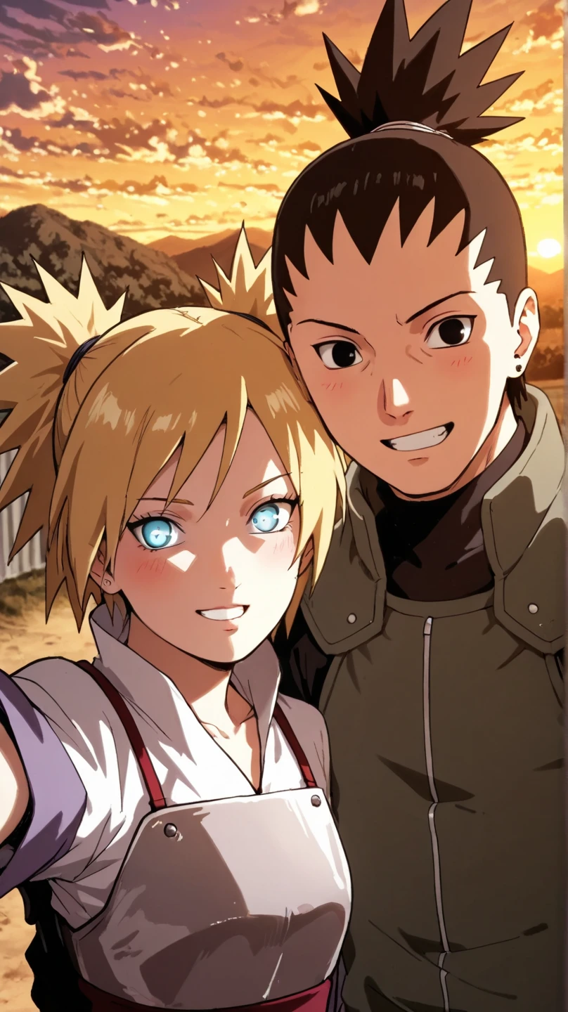 A boy Shikamaru Nara and a girl Temari from the anime Naruto taking a ...