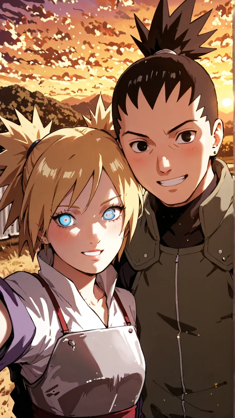 A boy Shikamaru Nara and a girl Temari from the anime Naruto taking a ...