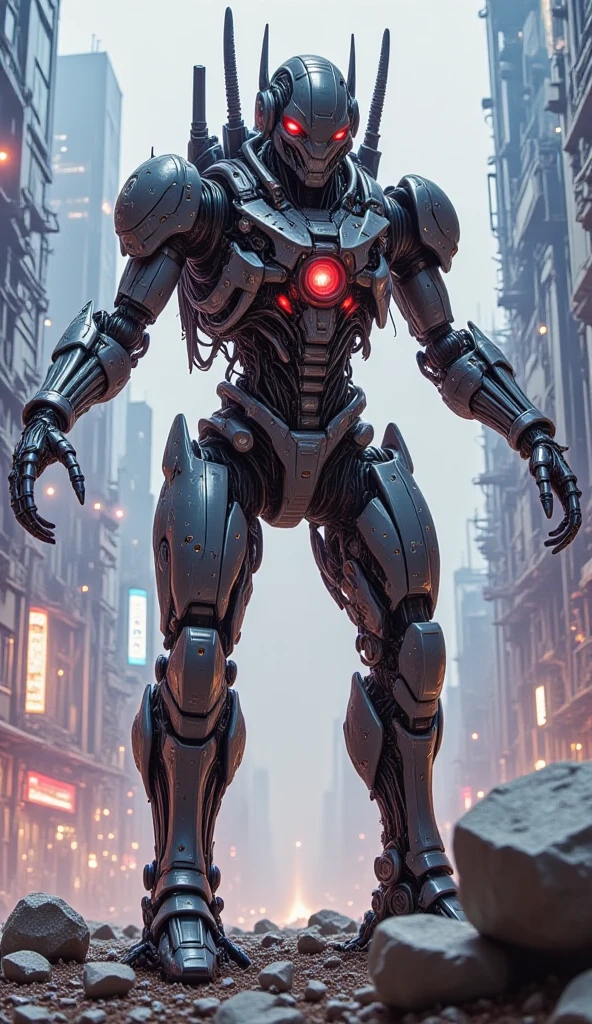 Generate me a realistic, modern, humanoid mecha robot with blade arms ...