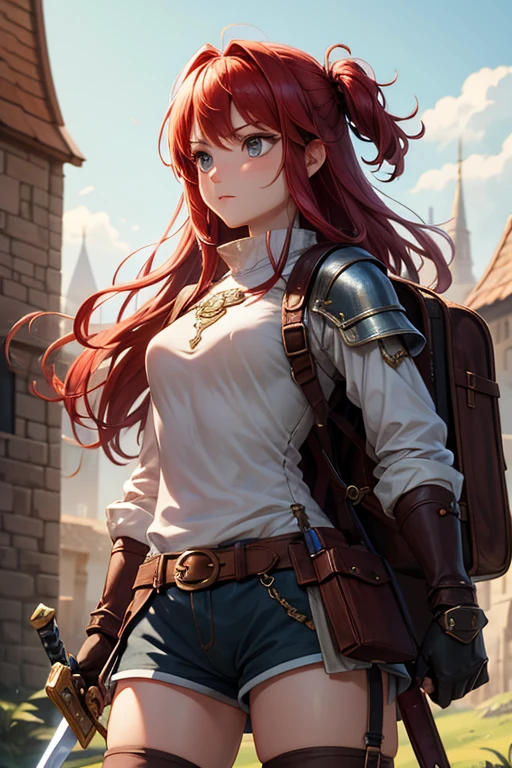 A rookie female adventurer in a fantasy world stands in front of an ...