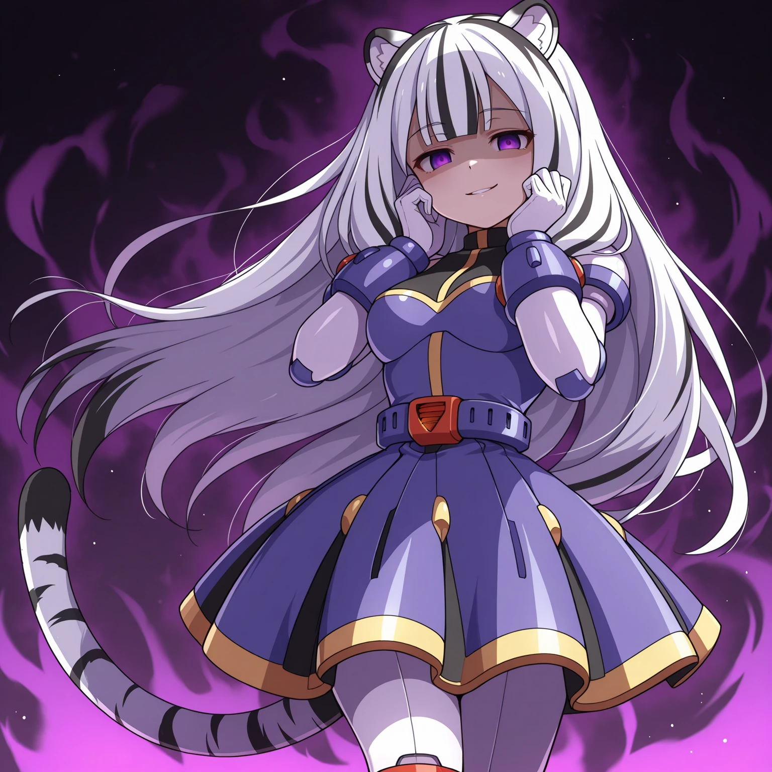 Atla Fayon, 1girl, solo, standing, looking at viewer, white hair ...