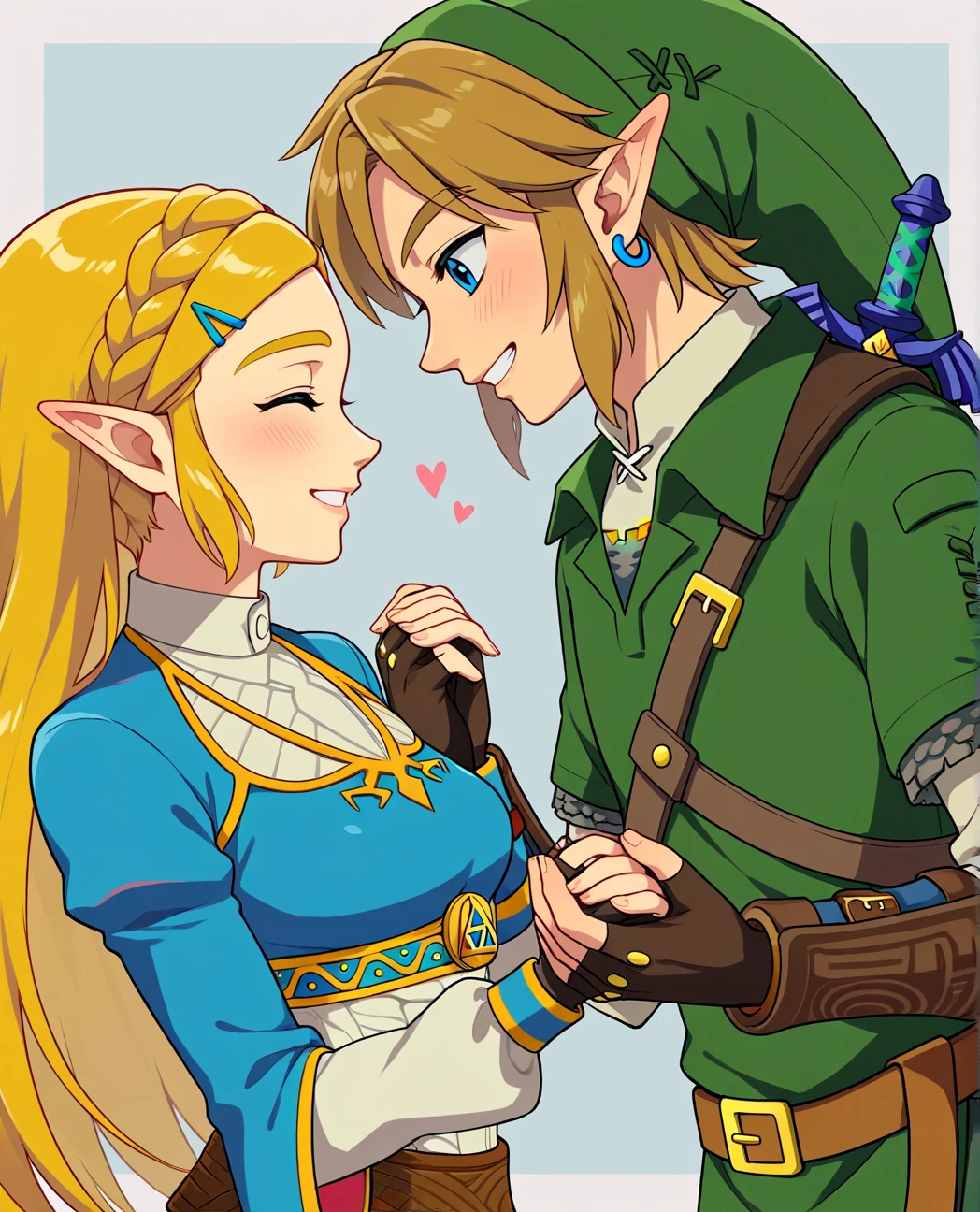 Princess Zelda,The Legend of Zelda,Hero Link、Smiling、Fun、holding hands ...