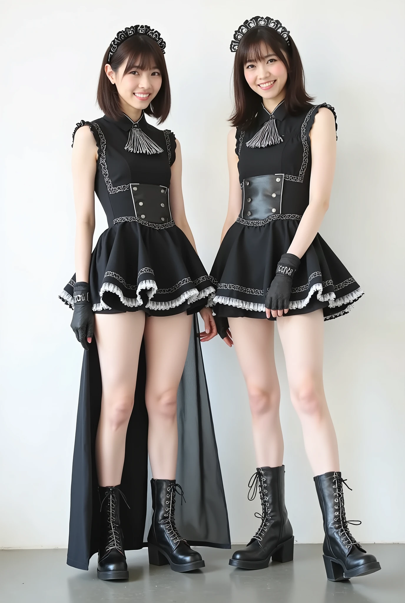 Create a full-body portrait of two stunning Japanese female singers ...