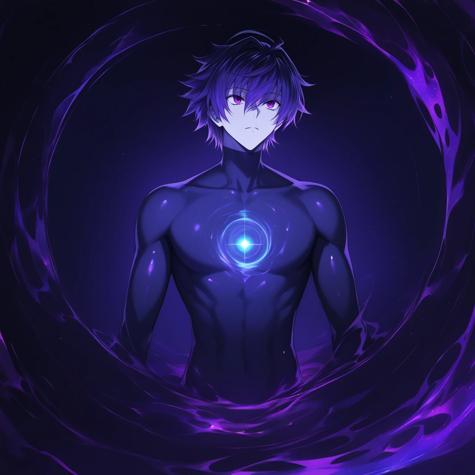 Anime style cosmic being, humanoid male figure with a sleek, ethereal ...