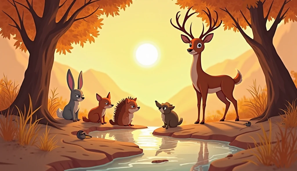The Forest Grows Thirsty Prompt: Sad woodland animals — a bunny - SeaArt AI