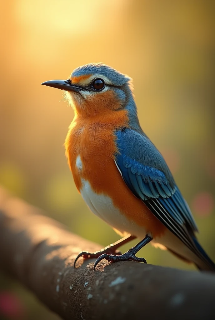 A mesmerizing close-up portrait of a gorgeous little bird illuminated ...