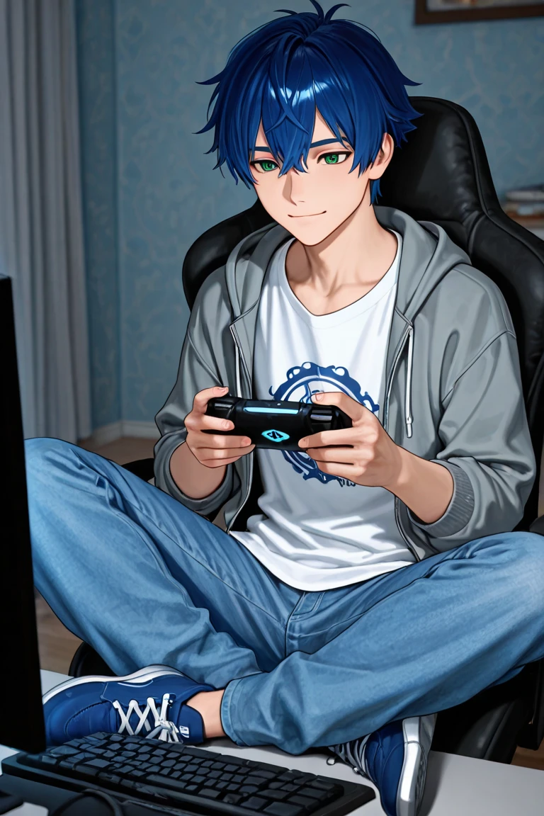 Best quality: 1.0), (Super High Resolution: 1.0), Anime boy, short ...