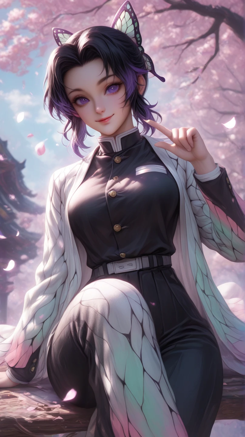 A hyper-realistic, cinematic animation of Shinobu Kocho from Demon ...