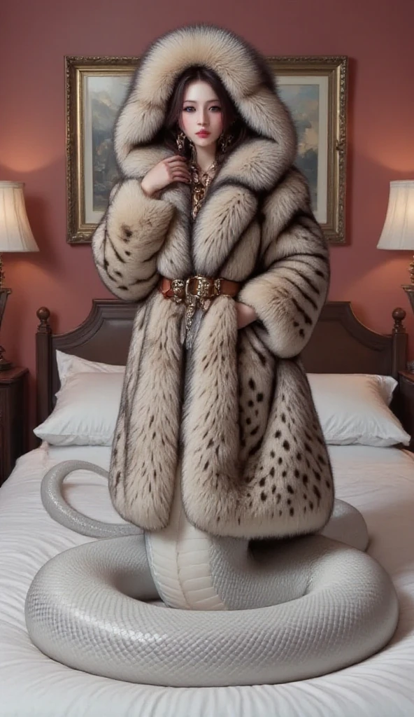 beautiful asian lady who is lamia, naga, snake queen. She is wearing ...