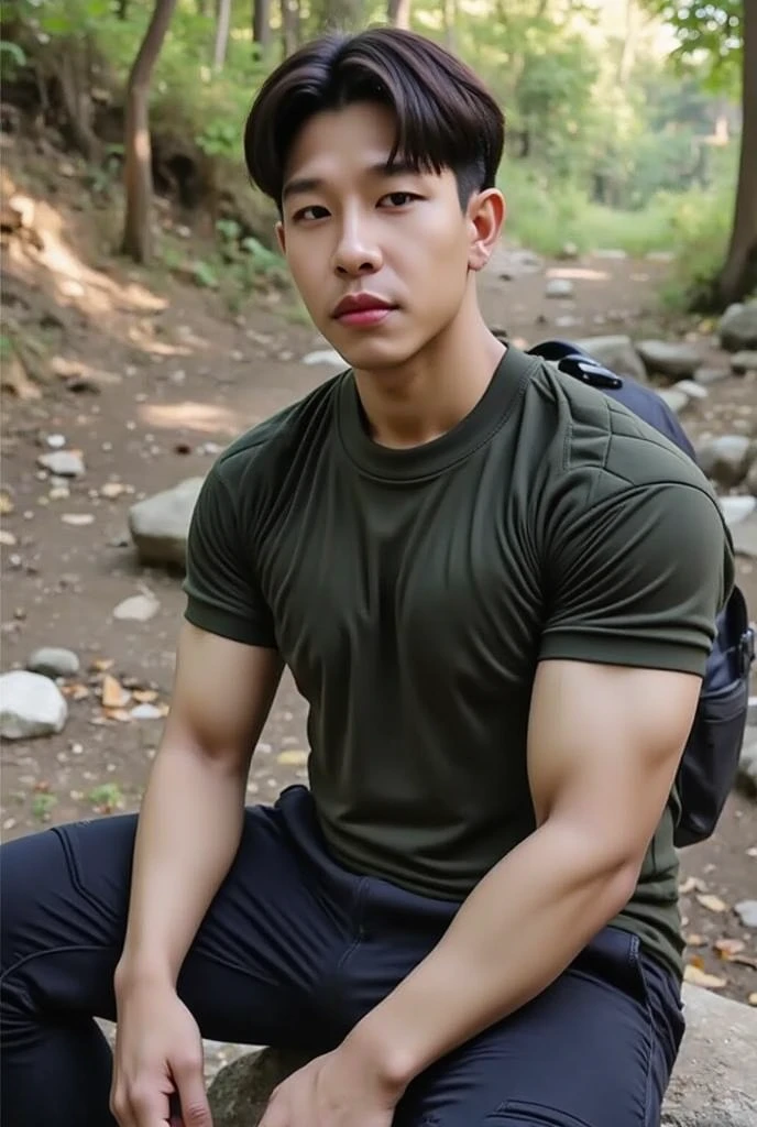A handsome Korean man short hair ,with youthful, athletic build and ...