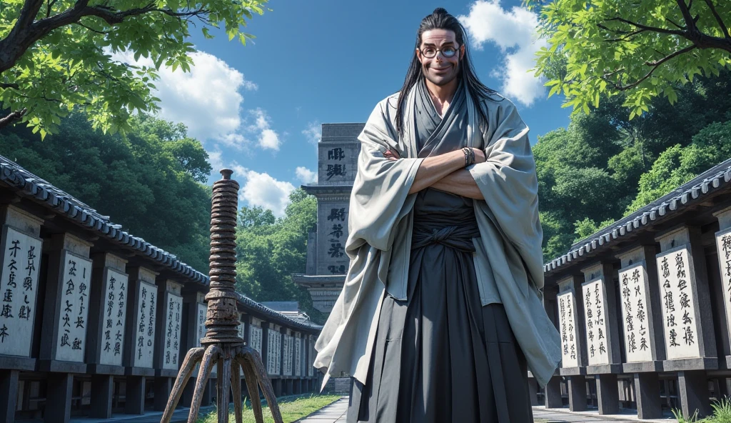 Main character: A tall, middle-aged man, wearing glasses, with a ...