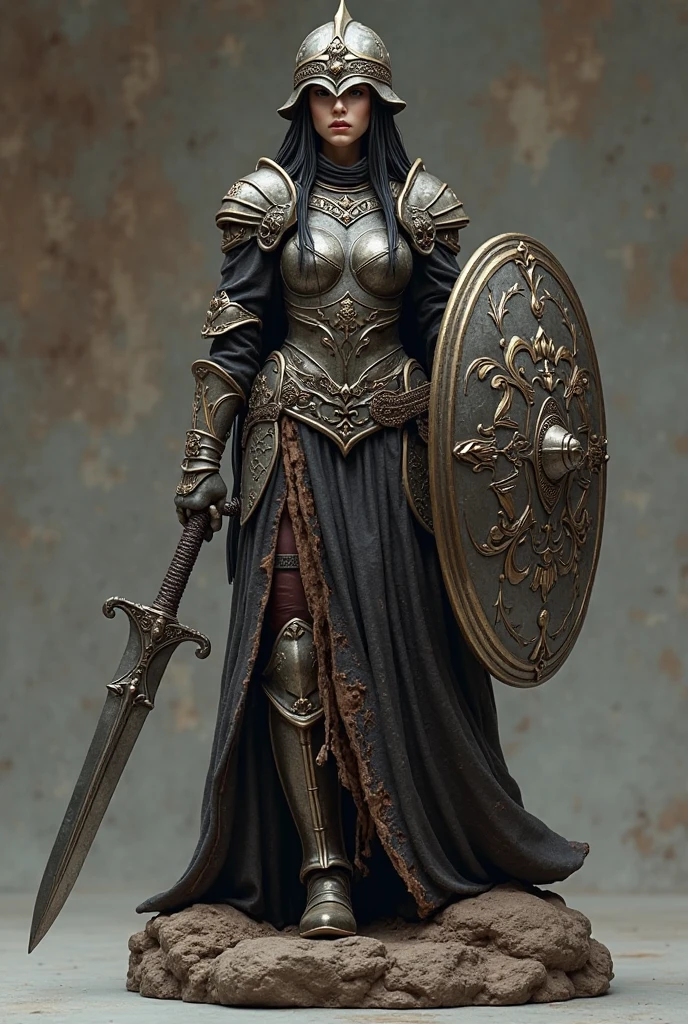Warrior Girl Figurine, Before us is a fantasy Goddess with long black ...