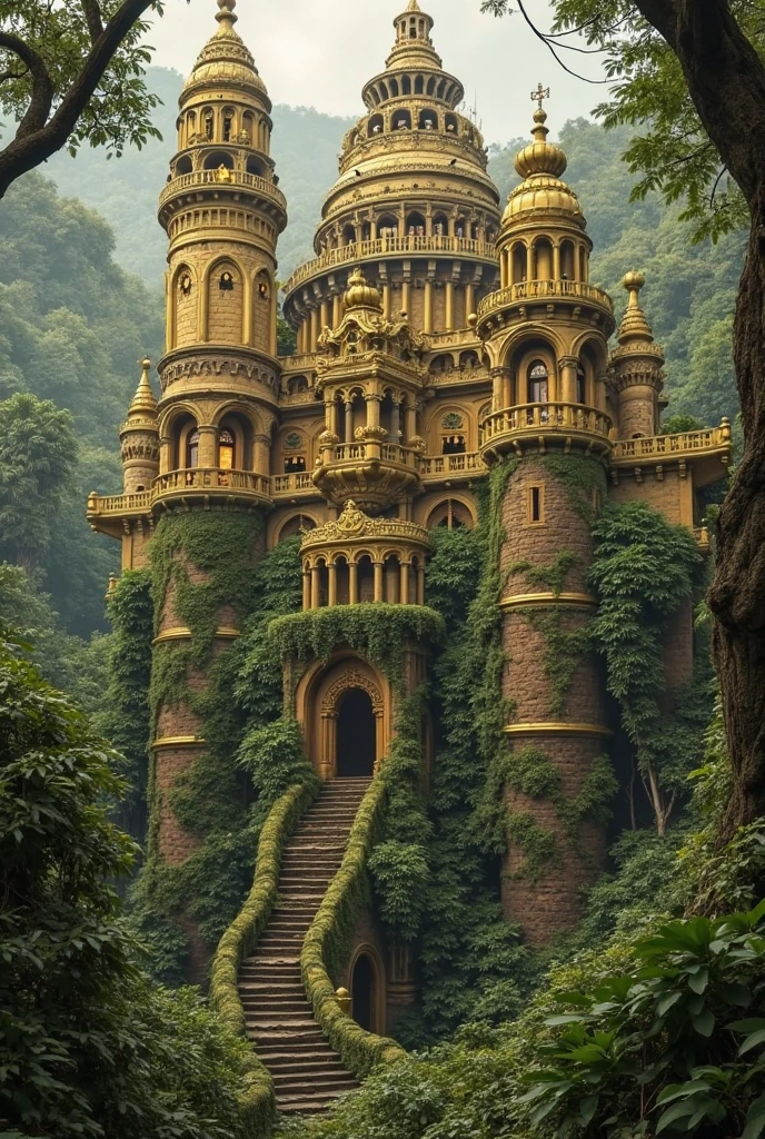 A very huge and large golden castle, hidden in the Amazon rainforest ...