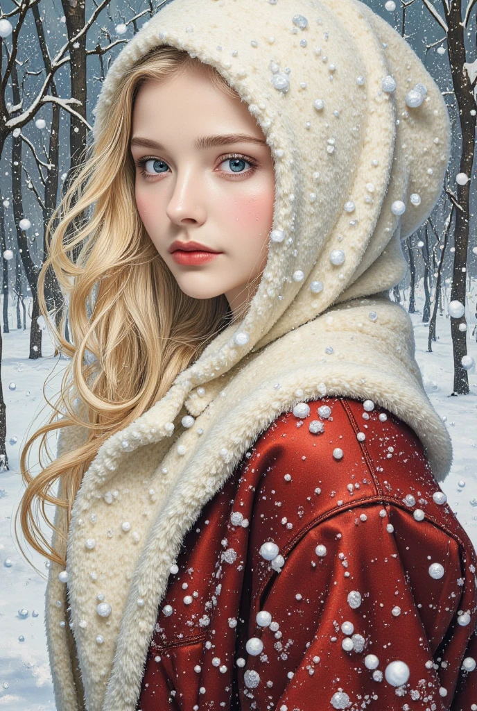 8k, masterpiece, highest quality, Surrealism, Winter, fur-lined white ...