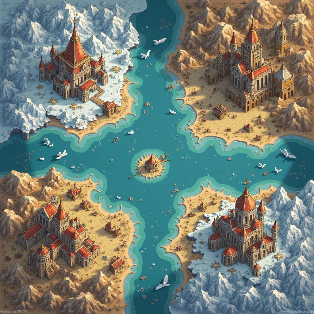 I want you to create a map with four kingdoms for me. These kingdoms ...
