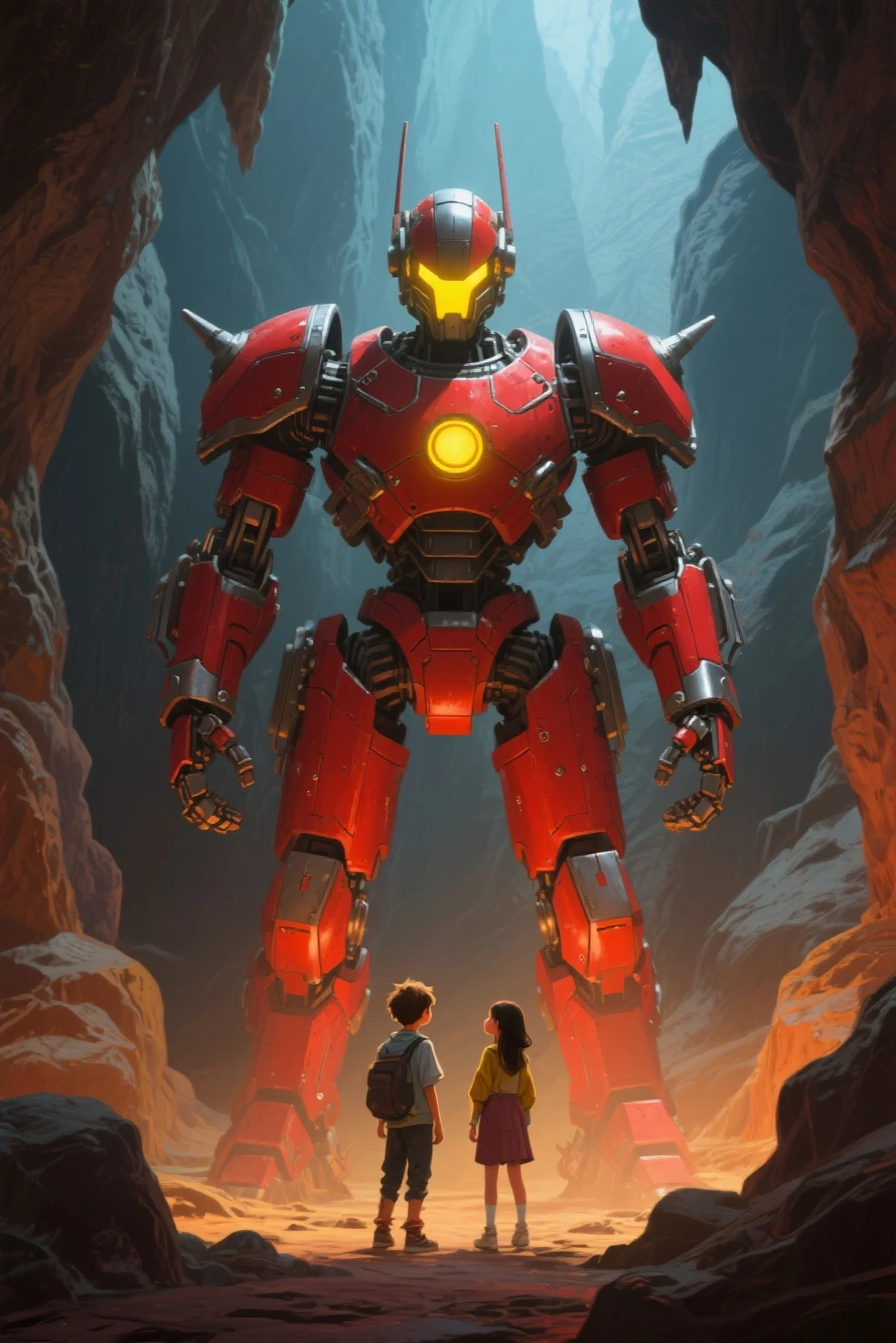 Red giant robot、doll equipped with steel armor、Vertical helmet - SeaArt AI